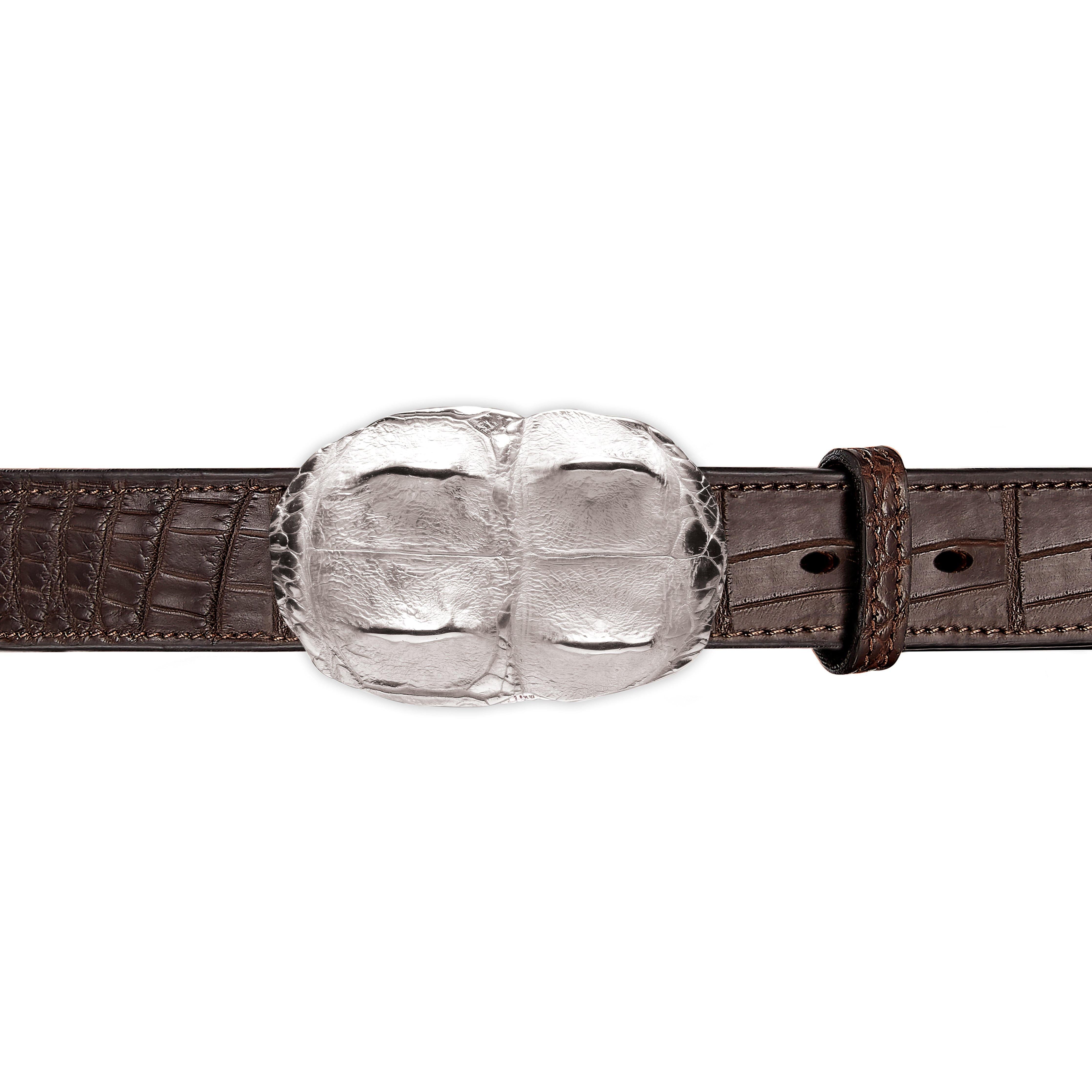 Croc Hornback Belt Buckle in Silver | by Patrick Mavros