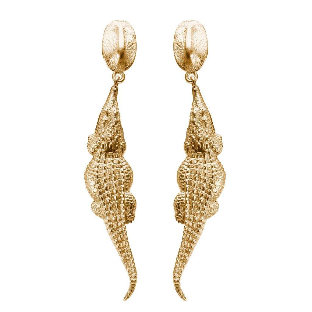 Croc Hornback Dangle Earrings in 18K Gold | by Patrick Mavros