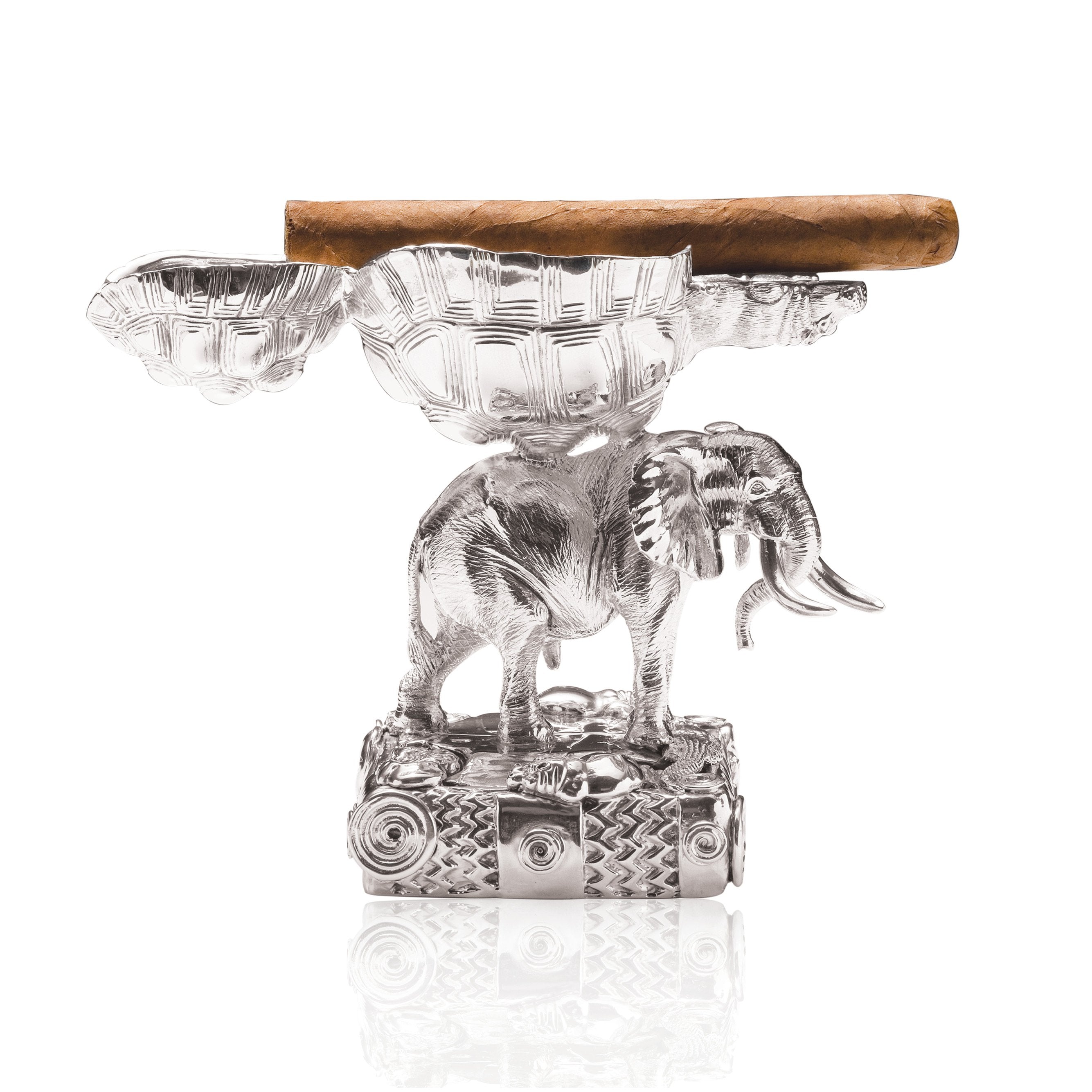 Elephant & Tortoise Ashtray in Silver | by Patrick Mavros