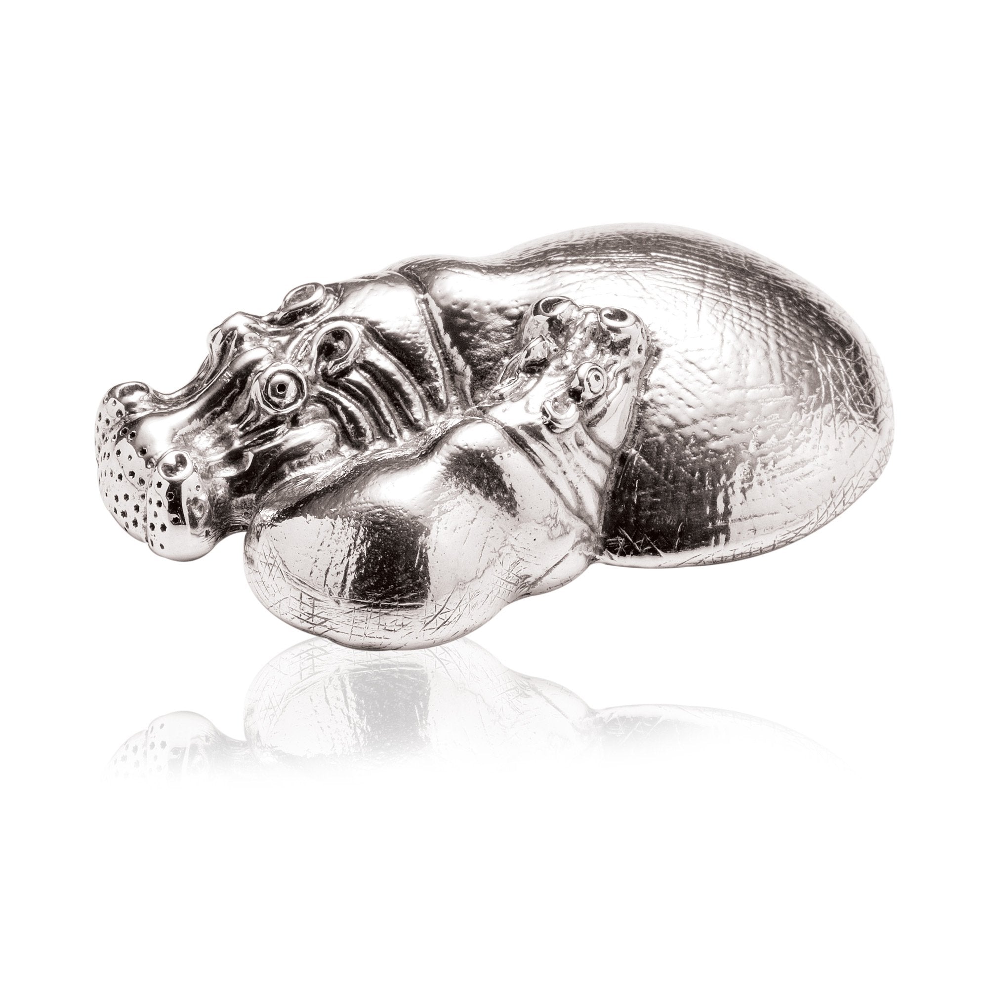 Hippo Mother & Baby Flat Paperweight in Silver – Patrick Mavros