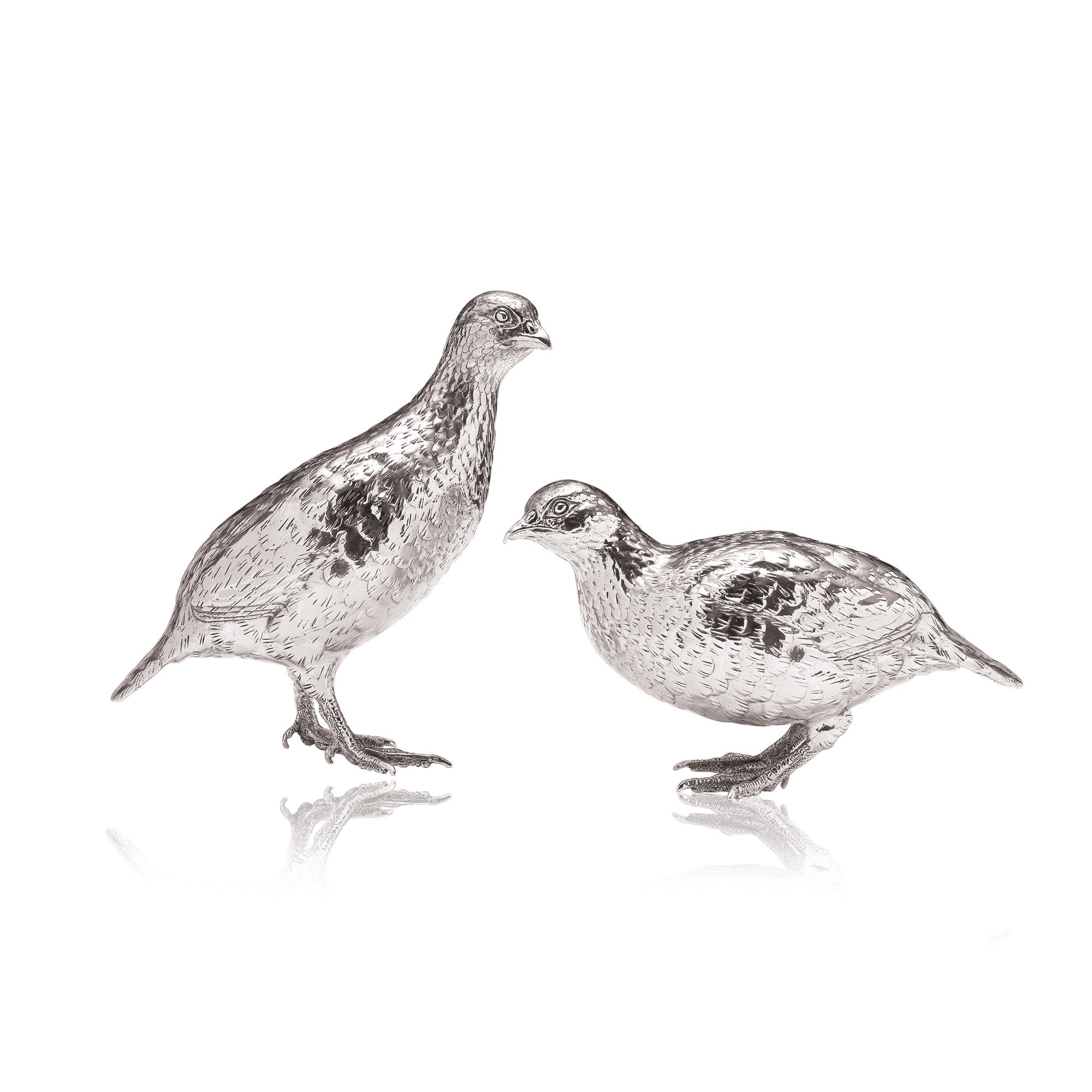 Red-Legged Partridge Pair in Silver – Patrick Mavros