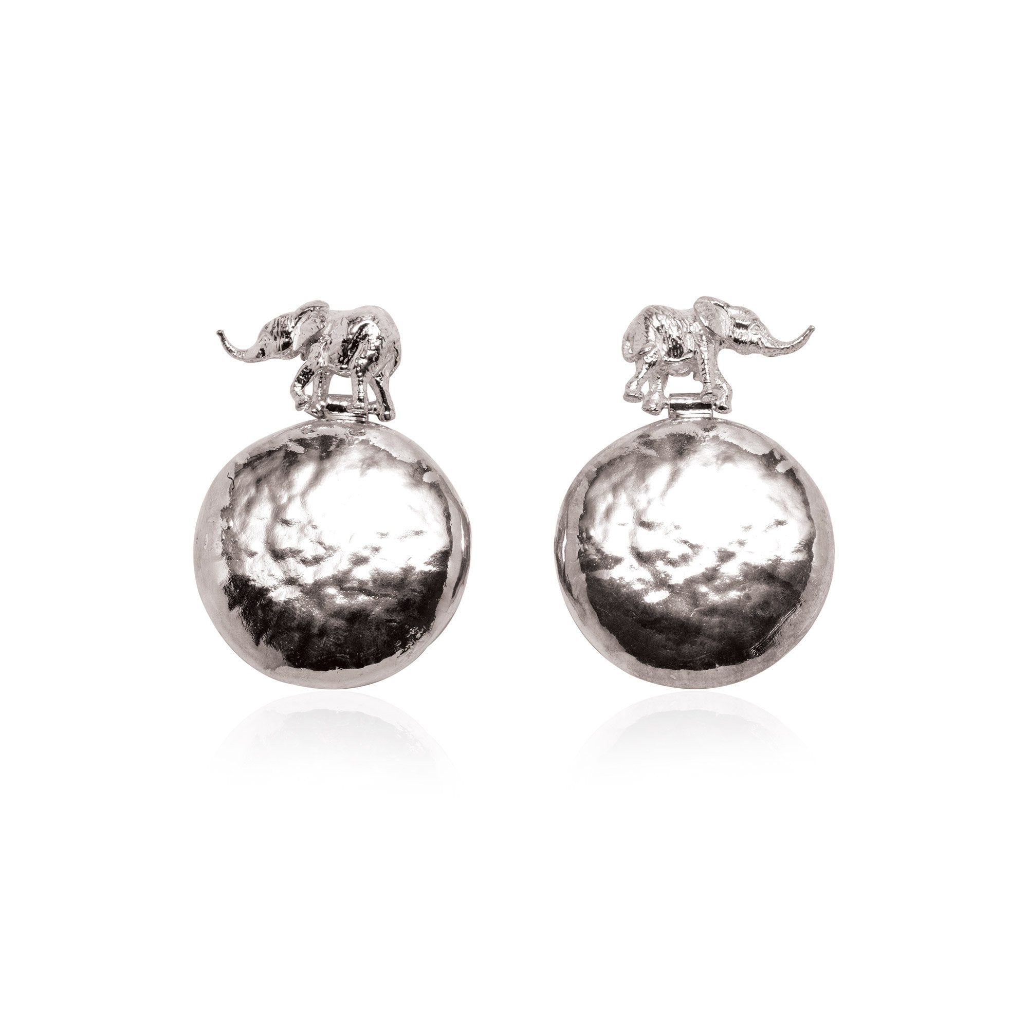 Elephant Disc Dangle Earrings in Silver – Patrick Mavros